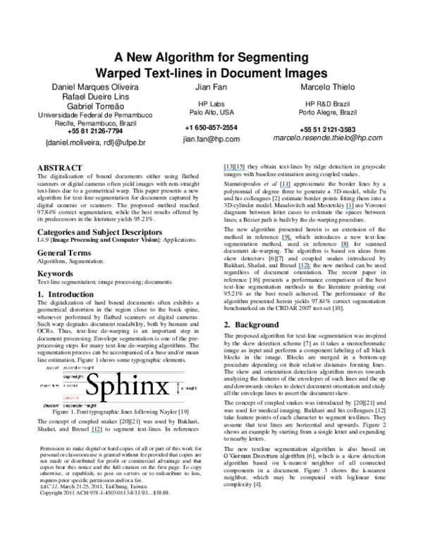 Pdf A New Algorithm For Segmenting Warped Text Lines In Document Images