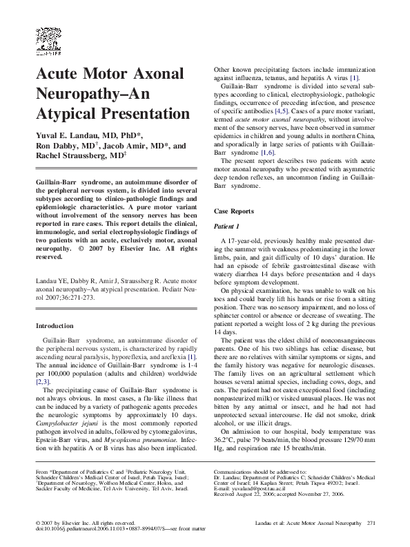 (PDF) Acute Motor Axonal Neuropathy–An Atypical Presentation