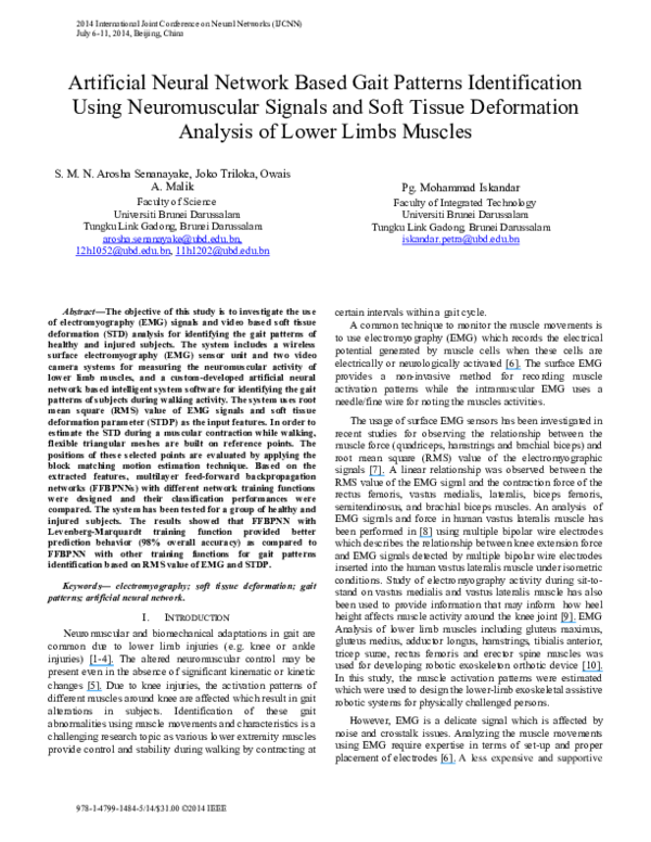 Pdf Artificial Neural Network Based Gait Patterns Identification