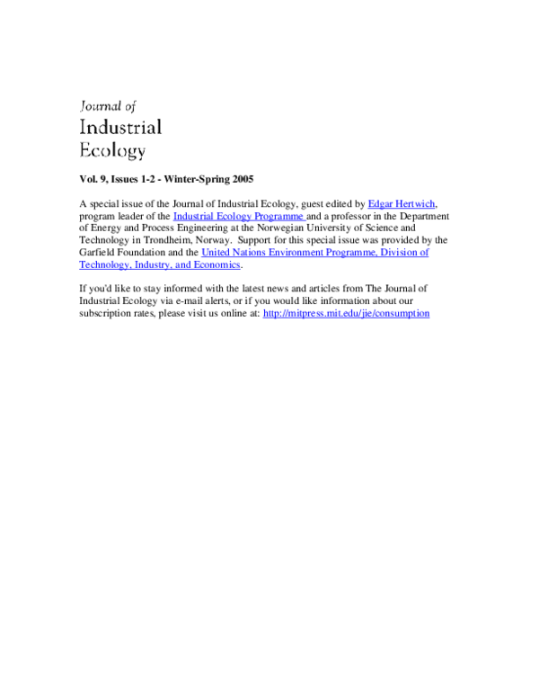 Pdf Using Input Output Analysis To Measure The Environmental Pressure
