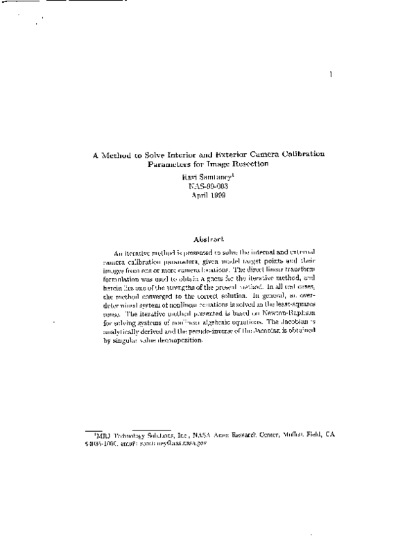 (PDF) A method to solve interior and exterior camera calibration ...