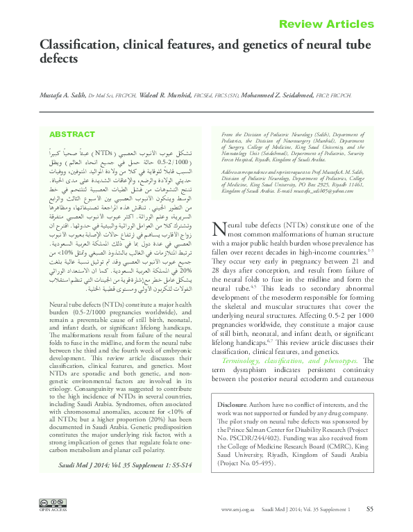 (PDF) Classification, clinical features, and genetics of neural tube ...