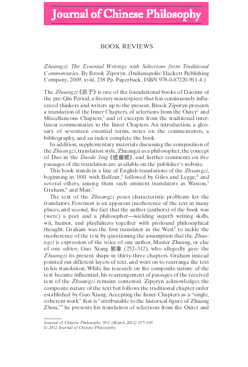 (PDF) Zhuangzi: The Essential Writings with Selections from Traditional ...