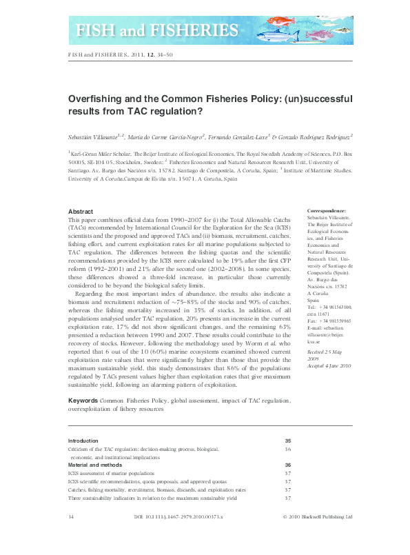 (PDF) Overfishing and the Common Fisheries Policy: (un)successful ...