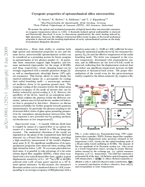 (PDF) Cryogenic properties of optomechanical silica microcavities ...