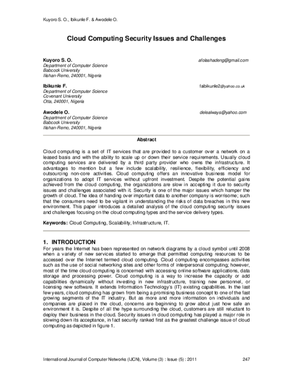 (PDF) Cloud Computing Security Issues and Challenges