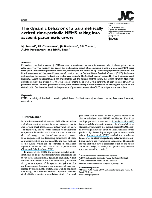 (PDF) The dynamic behavior of a parametrically excited time-periodic MEMS taking into account ...