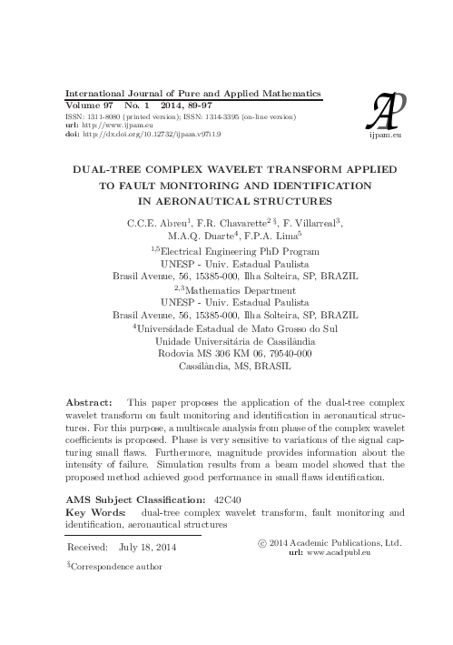 (PDF) Dual-Tree Complex Wavelet Transform Applied to Fault Monitoring and Identification in ...
