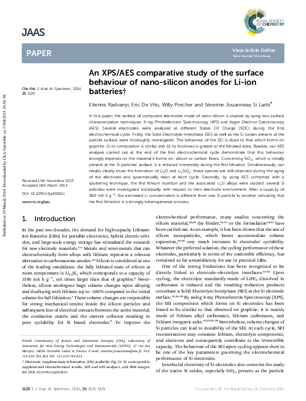 (PDF) An XPS/AES comparative study of the surface behaviour of nano ...