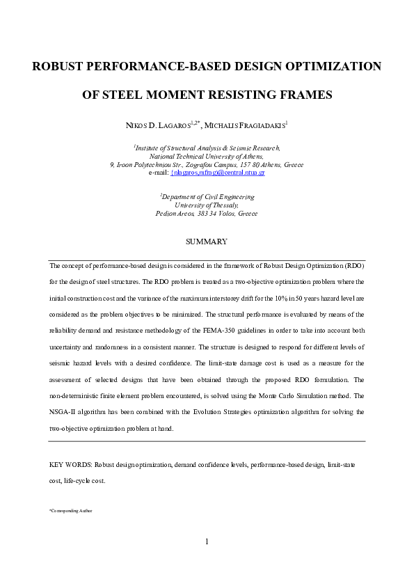 (PDF) Robust Performance-Based Design Optimization of Steel Moment ...