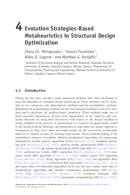 (PDF) Evolution Strategies-Based Metaheuristics in Structural Design Optimization