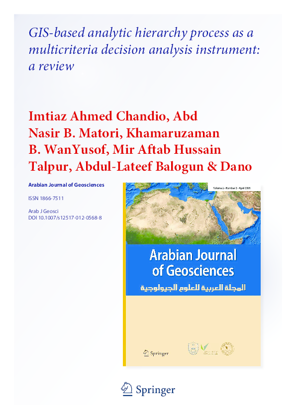 (PDF) GIS-based analytic hierarchy process as a multicriteria decision analysis instrument: a review