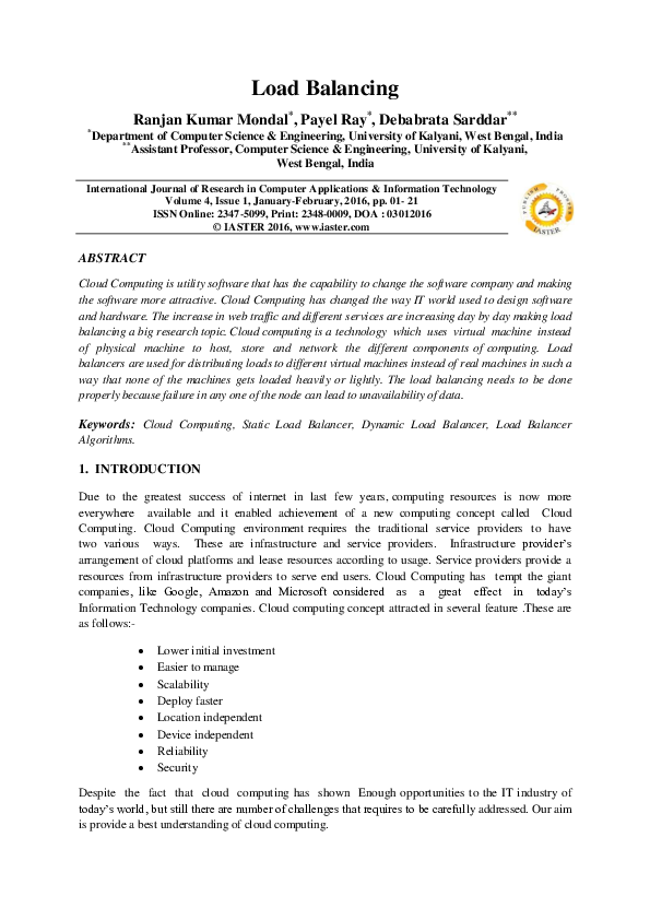 (PDF) Load Balancing