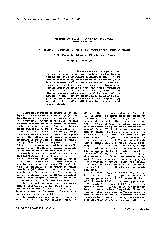 (PDF) Perpendicular transport in superlattice bipolar transistors (SBT)