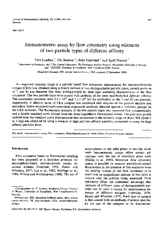 (PDF) Immunometric assay by flow cytometry using mixtures of two ...