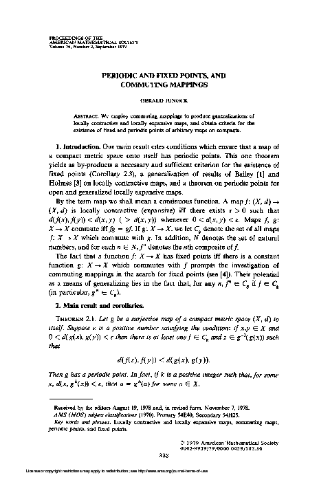 Pdf Periodic And Fixed Points And Commuting Mappings