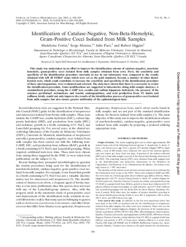 (PDF) Identification of Catalase-Negative, Non-Beta-Hemolytic, Gram ...