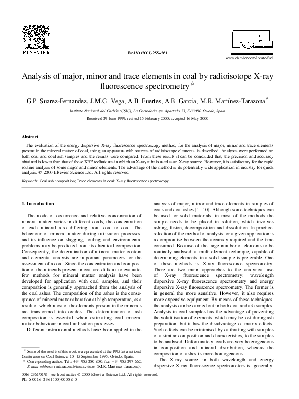 (PDF) Radioisotope X-ray fluorescence analysis of vanadium in petroleum coke samples | José ...