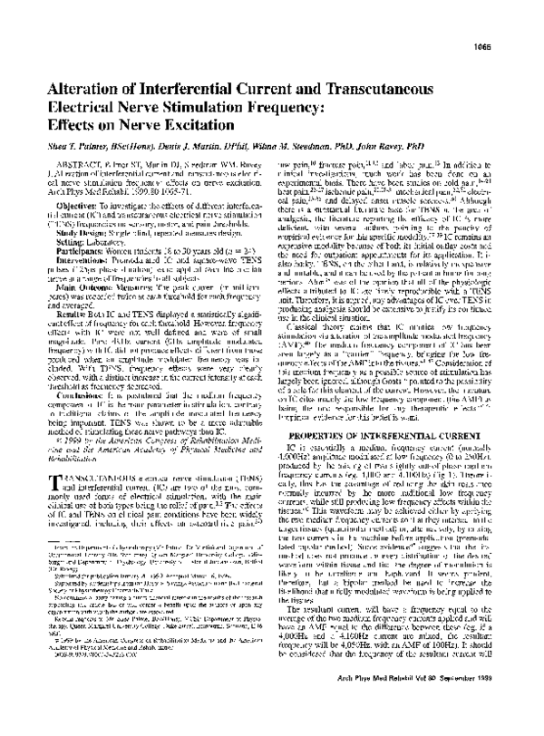 (PDF) Alteration of interferential current and transcutaneous electrical nerve stimulation ...