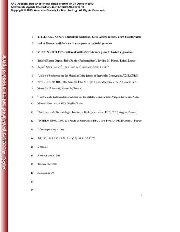 (PDF) ARG-ANNOT, a New Bioinformatic Tool To Discover Antibiotic ...