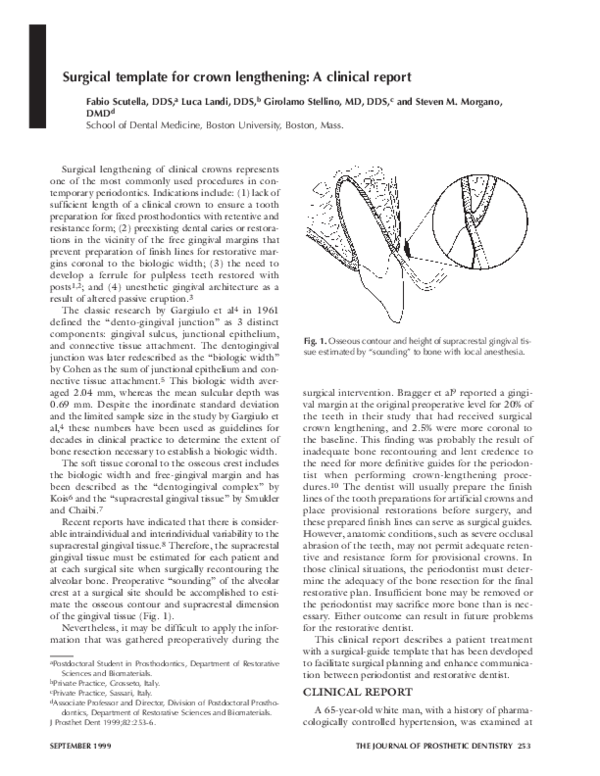 (PDF) Surgical template for crown lengthening: A clinical report