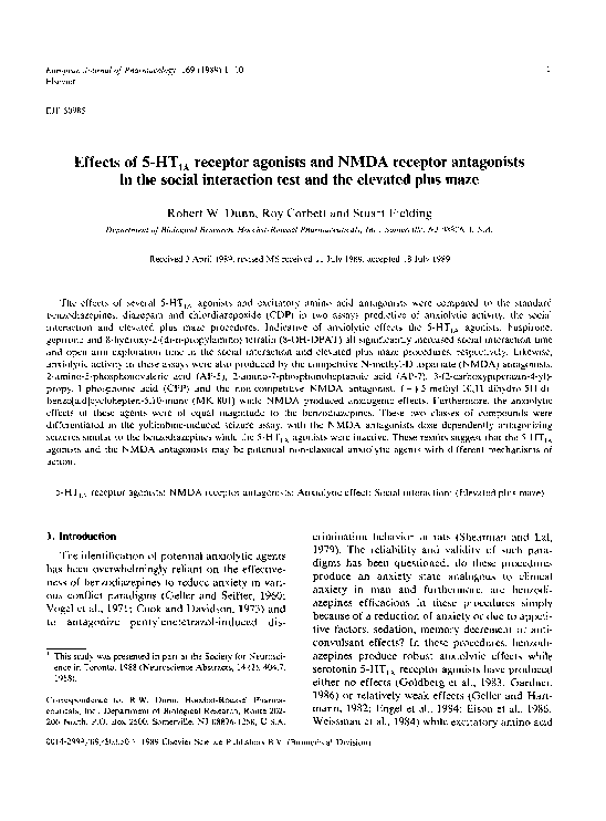 (PDF) Characterization of MDL 73005EF as a 5-HT1A selective ligand and ...