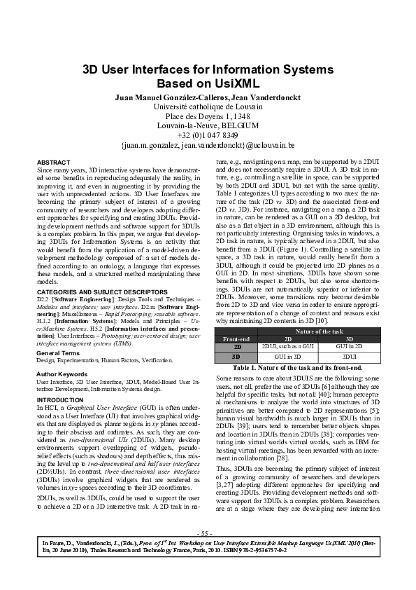 (PDF) 3D User Interfaces for Information Systems Based on UsiXML