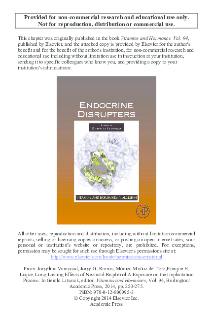Pdf Long Lasting Effects Of Neonatal Bisphenol A Exposure On The