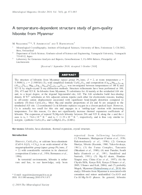 (PDF) A temperature-dependent structure study of gem-quality hibonite ...