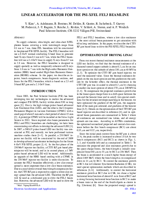 (PDF) Linear Accelerator for the PSI-XFEL FEL3 Beamline
