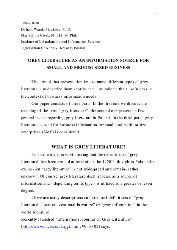 (PDF) Grey literature as an information source for small and medium ...