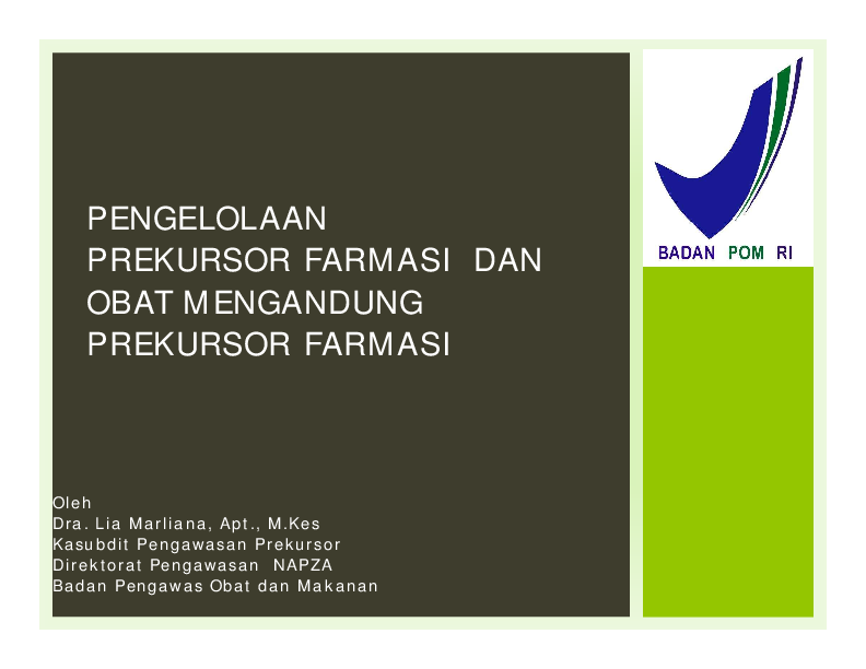 (PDF) Materi+sosialisasi+Pedoman+Pengelolaan+Prekursor+di+PBF+SBY+Maret+2014