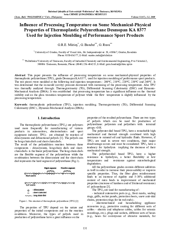 (PDF) Influence of Processing Temperature on Some Mechanical-Physical ...