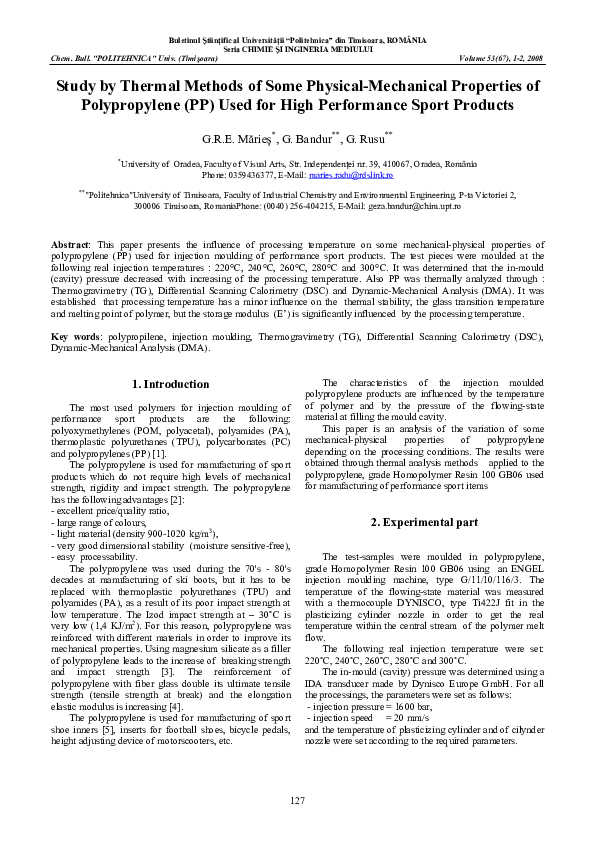 (PDF) Study by Thermal Methods of Some Physical-Mechanical Properties ...