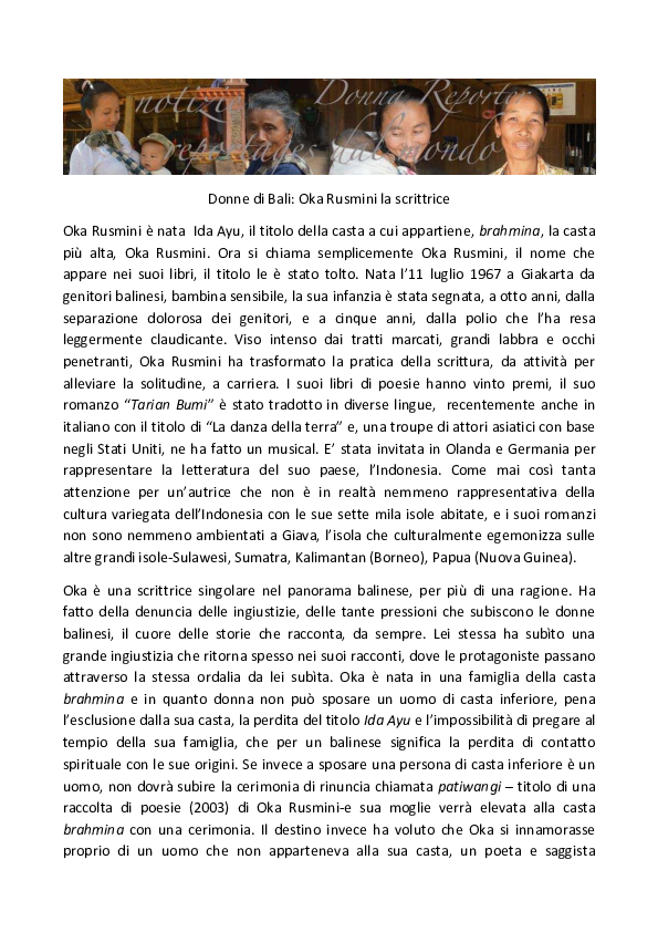 (PDF) Donne di Bali: Oka Rusmini la scrittrice