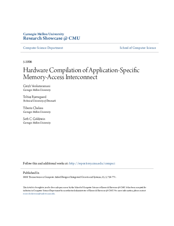 (PDF) Hardware compilation of application-specific memory-access ...