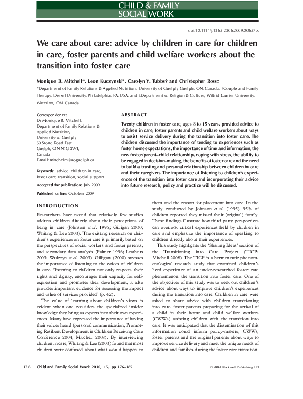 (PDF) We care about care: advice by children in care for children in ...