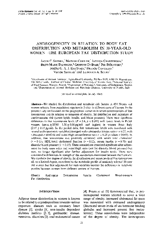 (PDF) Androgenicity in relation to body fat distribution and metabolism ...