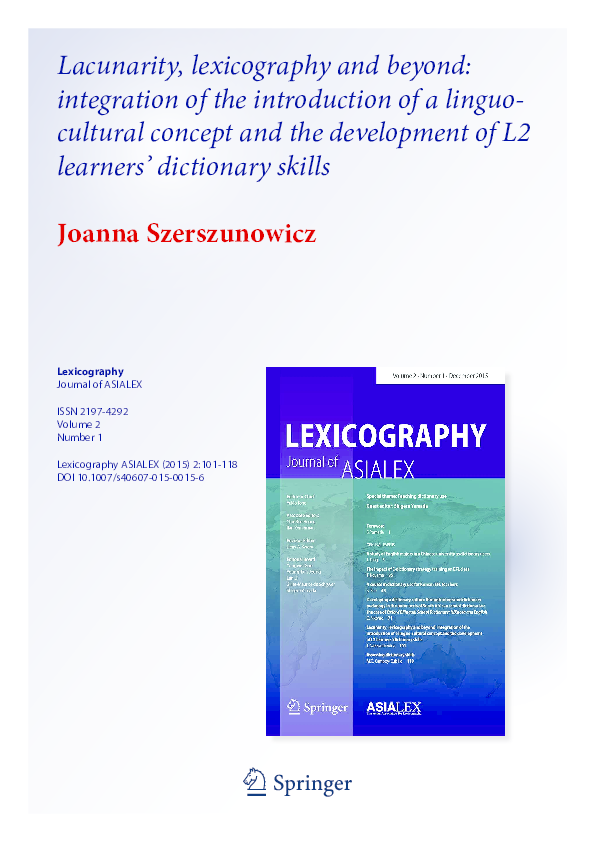 (PDF) Lacunarity, lexicography and beyond: integration of the ...