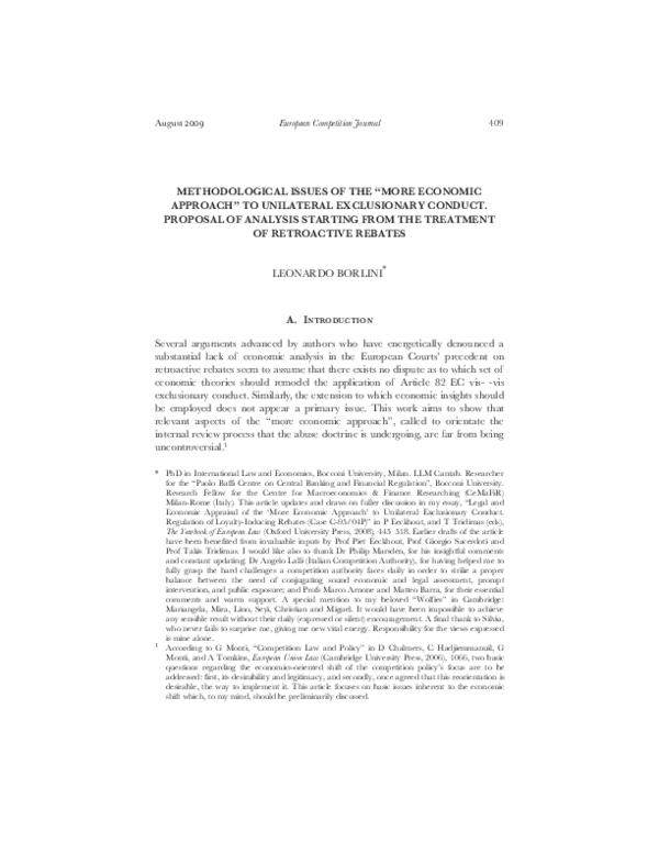 (PDF) Methodological Issues of the “More Economic Approach” to ...