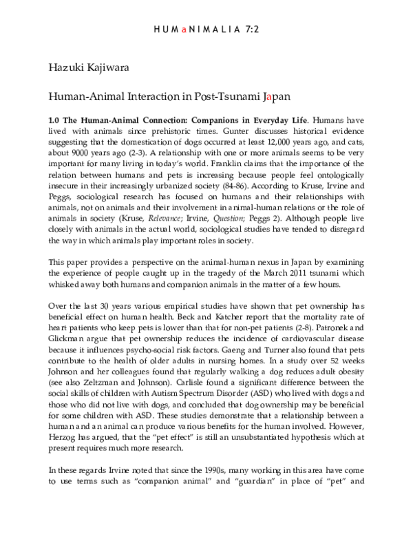 (PDF) Human-Animal Interaction in Post-Tsunami Japan