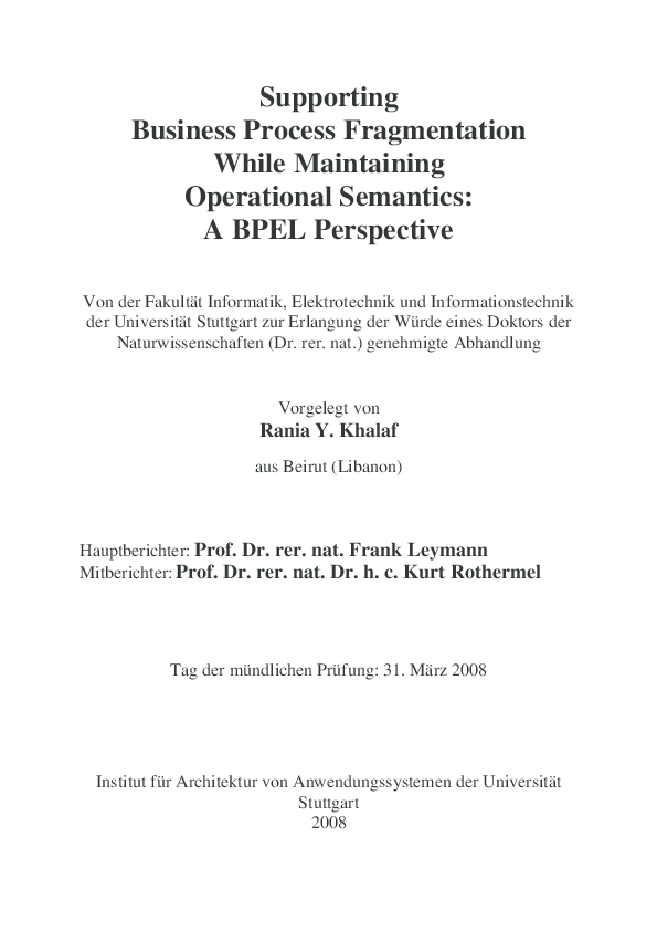 (PDF) Supporting business process fragmentation while maintaining operational semantics : a BPEL ...