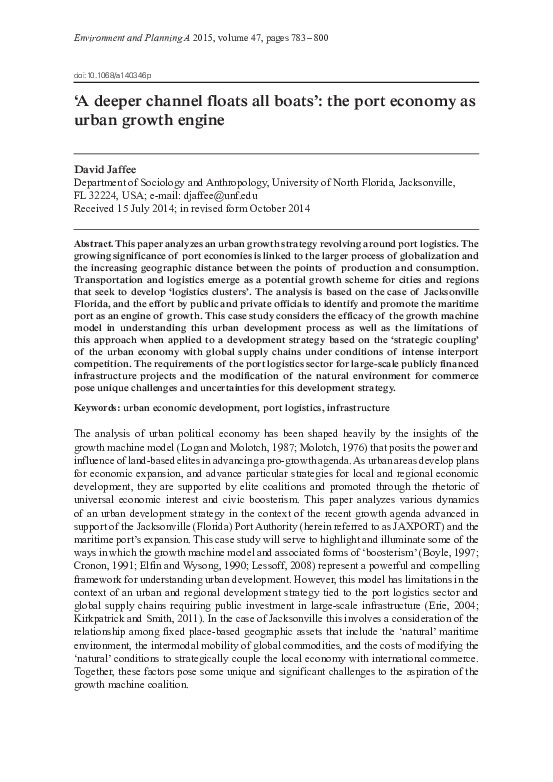 (PDF) "'A Deeper Channel Floats All Boats': The Port Economy as Urban ...