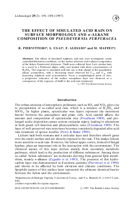 (PDF) THE EFFECT OF SIMULATED ACID RAIN ON SURFACE MORPHOLOGY ANDn ...
