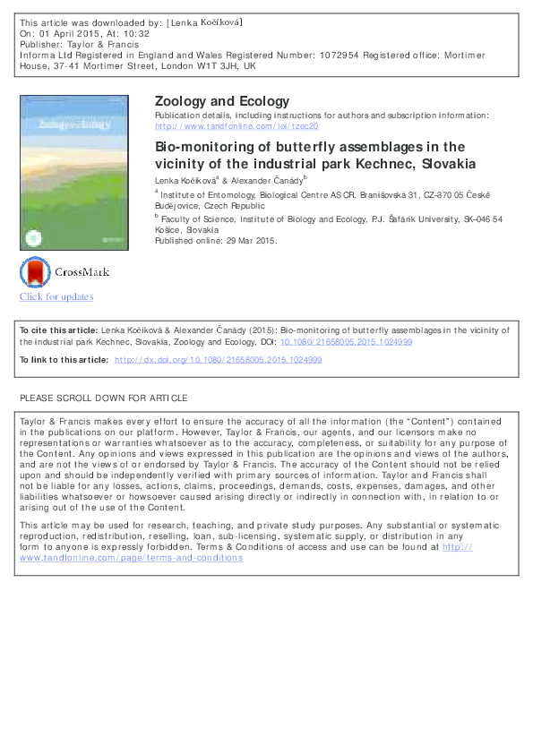 (PDF) Bio-monitoring of butterfly assemblages in the vicinity of the ...