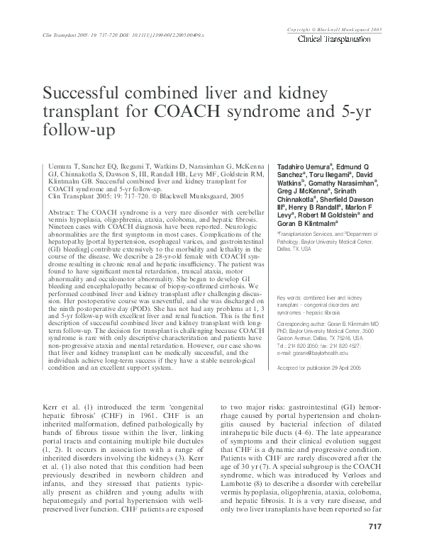 (PDF) Successful combined liver and kidney transplant for COACH ...