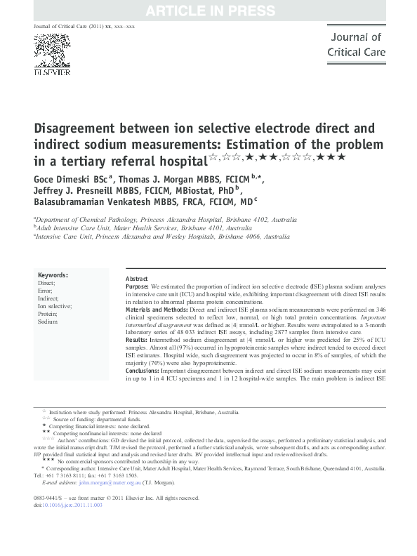(PDF) Disagreement between ion selective electrode direct and indirect ...