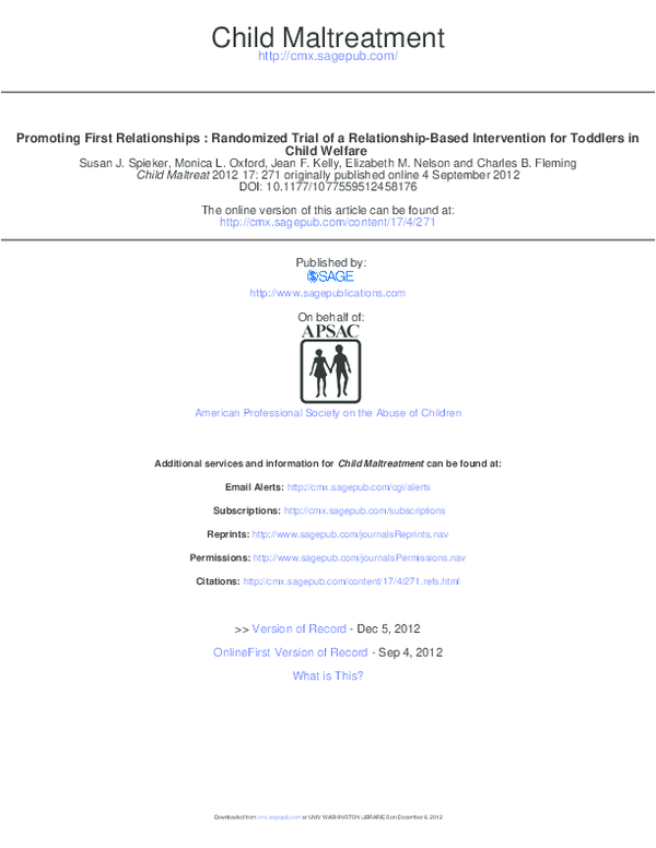 (PDF) Promoting First Relationships: Randomized Trial of a Relationship ...