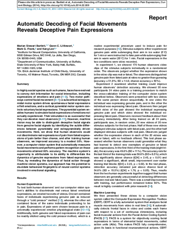 (PDF) Automatic coding of facial expressions displayed during posed and ...