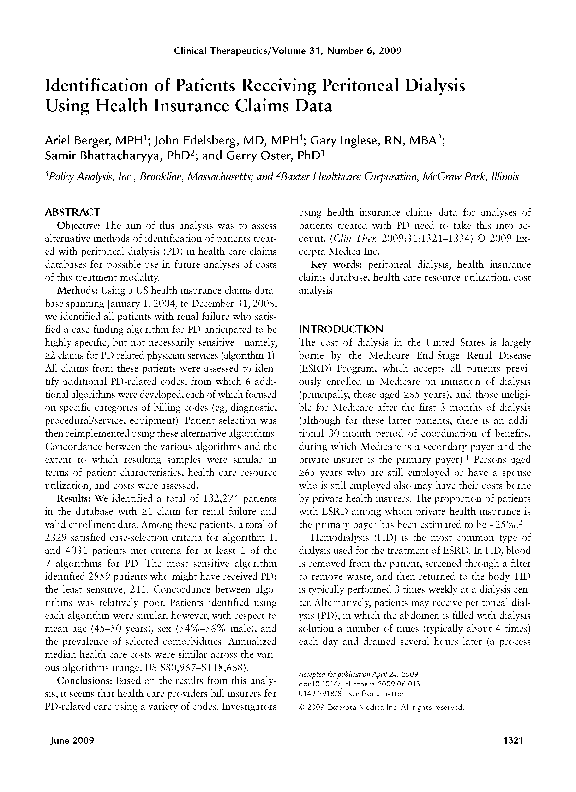 (PDF) Identification of patients receiving peritoneal dialysis using ...